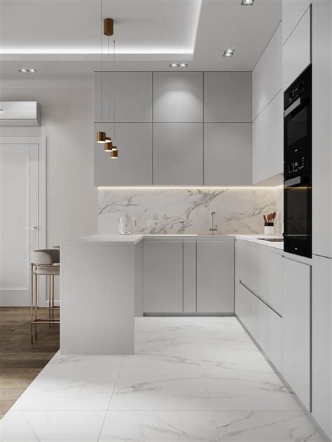 Apartment In Moscow On Behance Современные белые кухни Интерьер кухни Интерьер