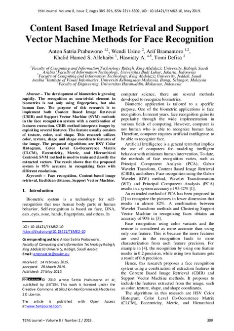 Pdf Content Based Image Retrieval And Support Vector Machine Methods