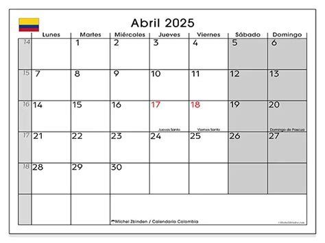 Calendario Abril De 2025 Colombia Michel Zbinden Es