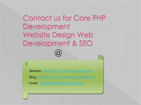 ppt core php development advance way of web development powerpoint