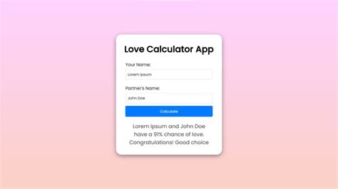 Love Calculator App Using Html Css And Javascript With Source Code Sourcecodester