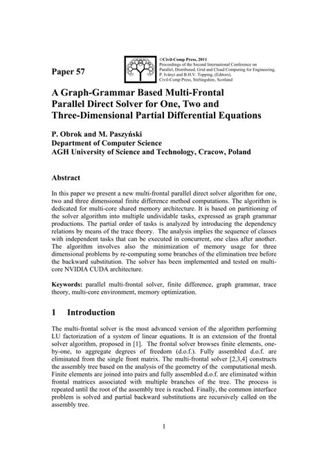 PDF A Graph Grammar Based Multi Frontal Parallel Direct Solver For One Two And Three