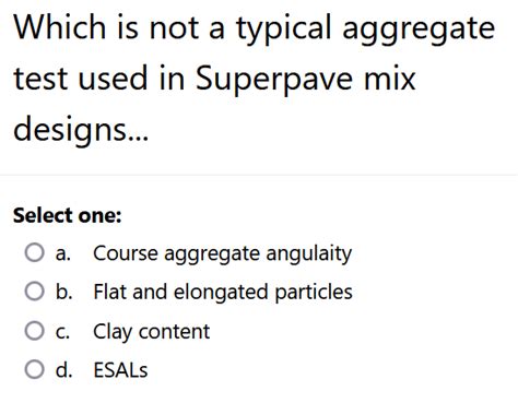 Solved Which Is Not A Typical Aggregate Test Used In Chegg Com
