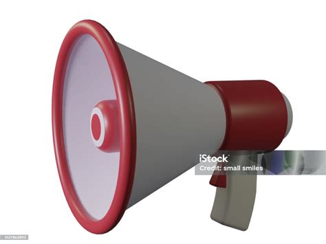 흰색 배경에 빨간색 메가폰 라우드 스피커 모델 기호 3d 일러스트레이션 3차원 형태에 대한 스톡 사진 및 기타 이미지 3차원 형태 광고 데모 Istock