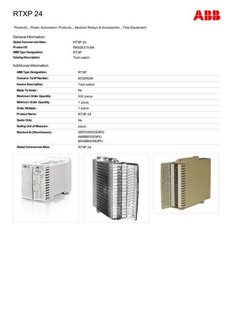 Rtxp 24 Test Switch Automation Products Pdf Electrical Engineering