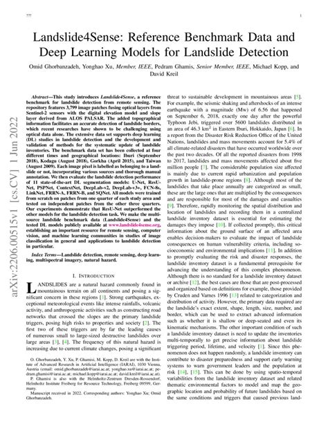 Landslide4sense Reference Benchmark Data And Deep Learning Models For Landslide Detection Deepai