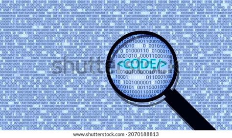 Scanning Inside Binary Code Magnifying Glass Stock Vector Royalty Free