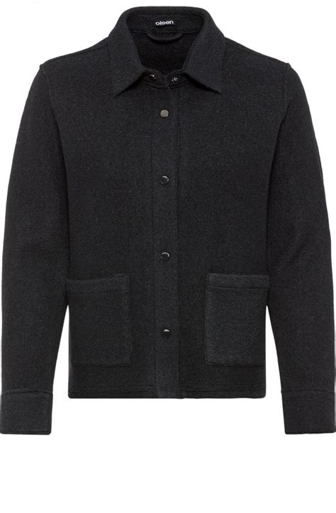 Olsen Black Boiled Wool Shacket Jackets From Shirt Sleeves Uk