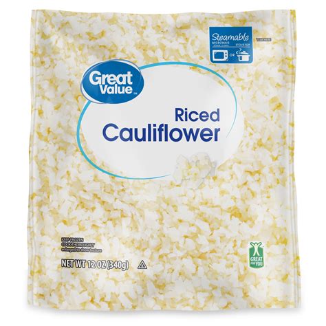 Great Value Frozen Riced Cauliflower 12 Oz Microwaveable No Added