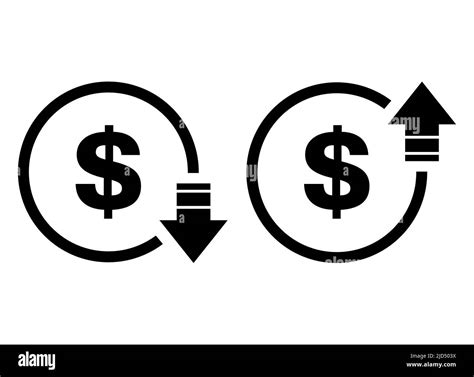 Set Of Cost Symbol Dollar Increase And Decrease Icon Money Vector