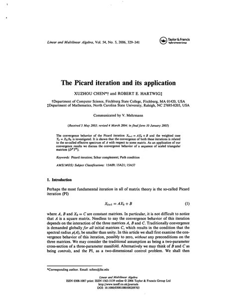 PDF The Picard Iteration And Its Application