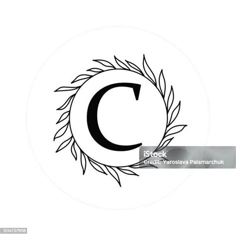 둥근 꽃무늬 프레임이 있는 문자 C 이니셜 벡터 모노그램 로고 Cricut 파일 0명에 대한 스톡 벡터 아트 및 기타 이미지 0명 기업 비즈니스 꽃 식물 Istock