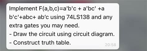 Solved Implement F A B C A B C A Bc Ta B C Abc Ab C Chegg Com