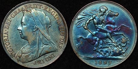 Great Britain 1897 Crown Extremely Fine Artificial Toning The