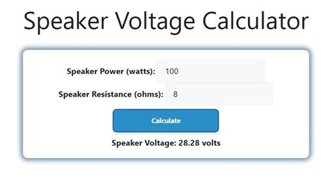 Speaker Voltage Calculator Savvy Calculator