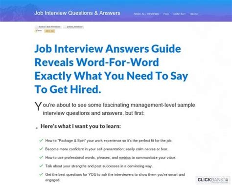 ultimate guide to job interview answers — 20 per sale in career niche reviews 2024 by