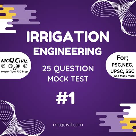 Irrigation Engineering Chapter Wise Mcq Test Of 25 Question 1 Mcq Civil