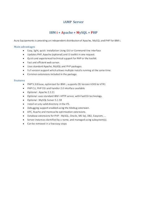 Pdf Iamp Server Ibm I Apache Mysql Data