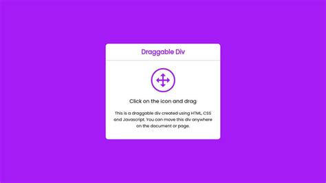 Draggable Div Element In Html Css And Javascript