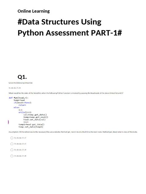 Data Structures Using Python Assessment Part 1 Pdf