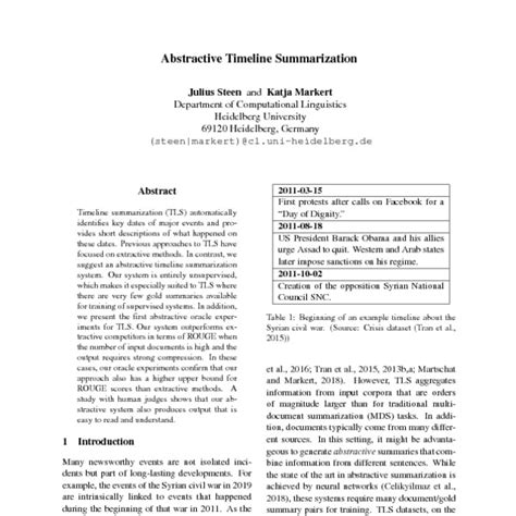 Abstractive Timeline Summarization Acl Anthology