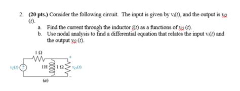 solved consider the following circuit the input is given by