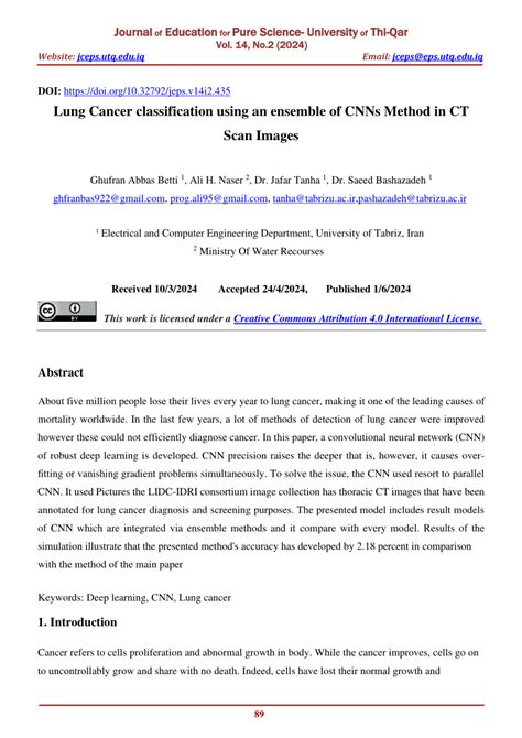 Pdf Lung Cancer Classification Using An Ensemble Of Cnns Method In Ct
