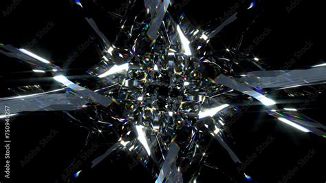 3d Render Of Abstract Art With Transform Rotating Fractal Diamond Crystal Alien Star Flower In