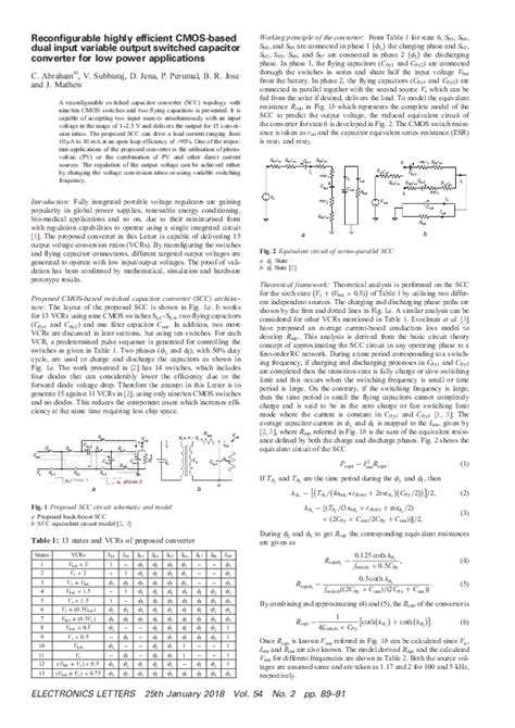 Reconfigurable Highly Efficient Cmos‐based Dual Input Variable Output Switched Capacitor