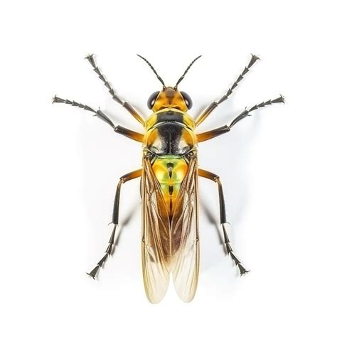 Premium Photo A Bug With A Yellow And Black Pattern And A Green Stripe On The Wings