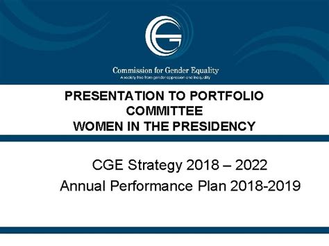Presentation To Portfolio Committee Women In The Presidency