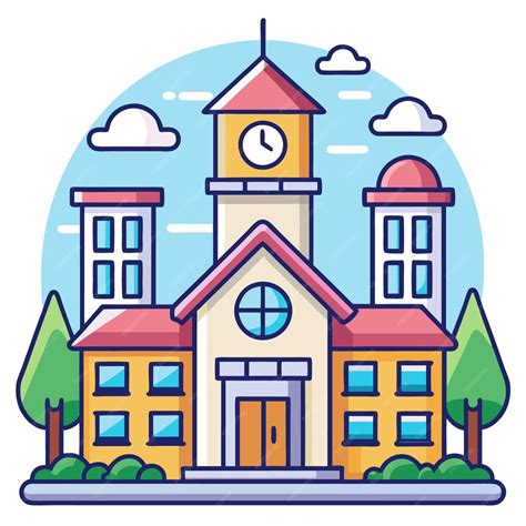 Ilustración De Un Edificio Escolar Vector Premium Generado Con Ia