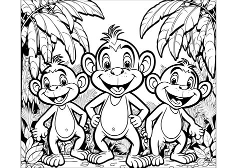 ภาพระบายสีลิงมีความสุข ดาวน์โหลด พิมพ์ หรือระบายสีออนไลน์ได้ฟรี