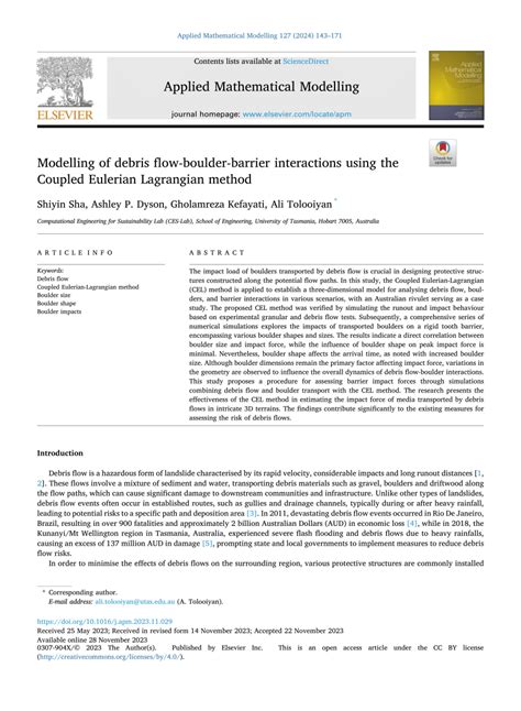 Pdf Modelling Of Debris Flow Boulder Barrier Interactions Using The Coupled Eulerian