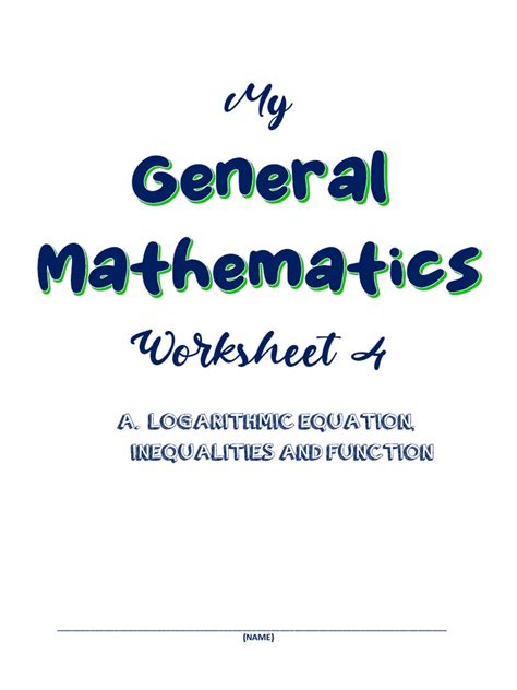 Worksheet 4 Pdf Exponentiation Logarithm