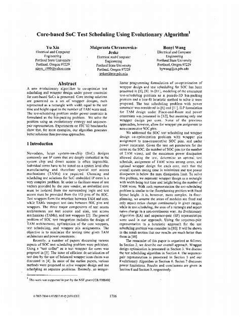 Core Based Soc Test Scheduling Using Evolutionary Algorithm Ieee