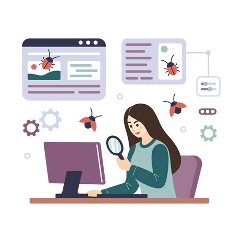 Programmer Tester Female Character Cartoon Illustration Girl