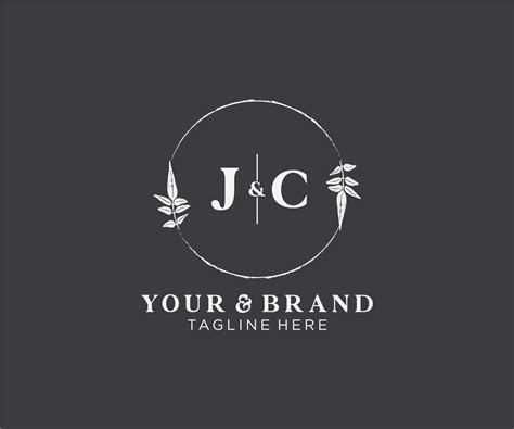 Inicial Jc Letras Floral Marcos Botánico Femenino Editable Prefabricado