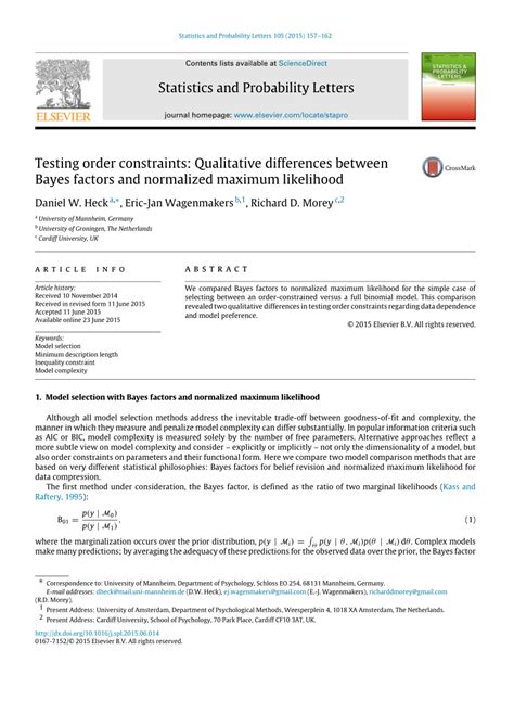 Pdf Testing Order Constraints Qualitative Differences Between Bayes
