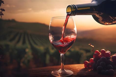 Premium Ai Image Red Wine Being Poured Into A Glass From A Bottle At