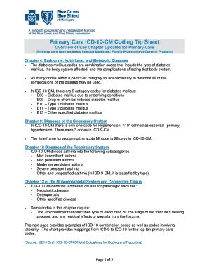 Fillable Online Primary Care ICD 10 CM Coding Tip Sheet Fax Email Print PdfFiller