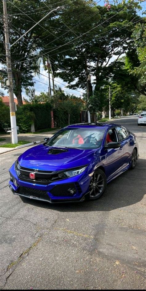 Blue Honda Civic Sport Parked On The Street Carros Azuis Wallpapers