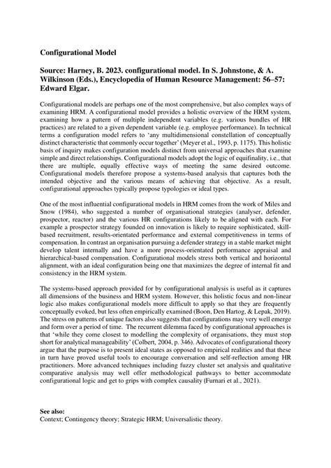 Pdf Configurational Model