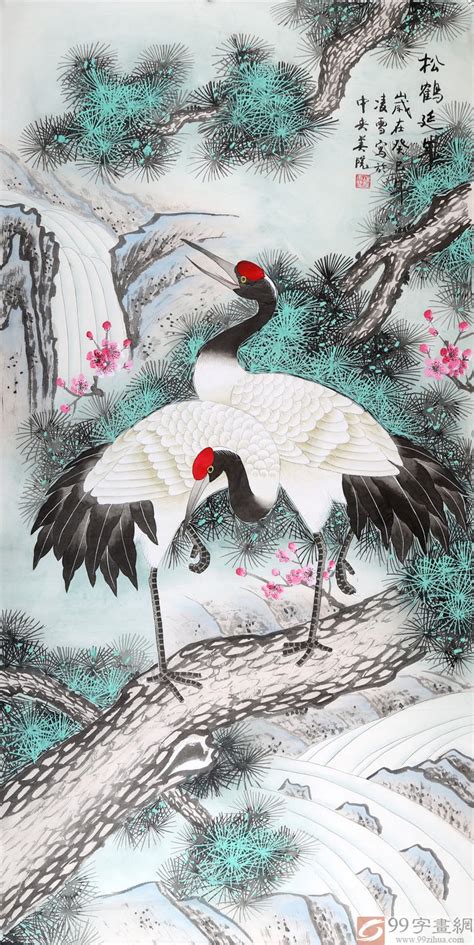 松鹤长寿图各种松鹤图潘天寿松鹤图松鹤图大山谷图库