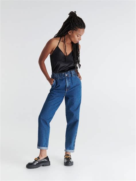 Paperbag jeans Color navy - RESERVED - 8733B-59J