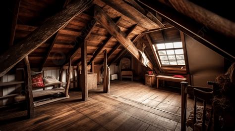 소박한 나무 바닥과 나무 기둥이 있는 소박한 침실의 다락방 창문 애틱 고화질 사진 사진 건물 배경 일러스트 및 사진 무료 다운로드 Pngtree