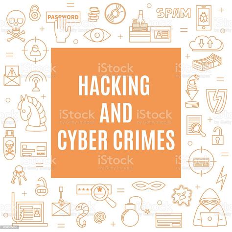 Vector Template With Hacking And Cyber Crimes Icons Stock Illustration Download Image Now Istock