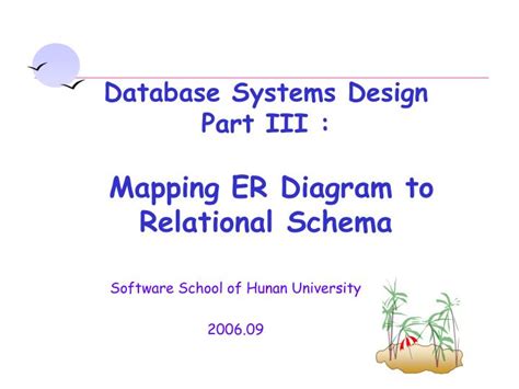 Ppt Database Systems Design Part Iii Mapping Er Diagram To