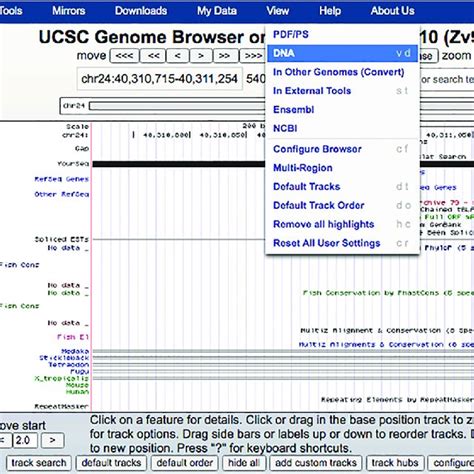 Snapshot Of The Ucsc Genome Browser Website Showing How To Get A Dna