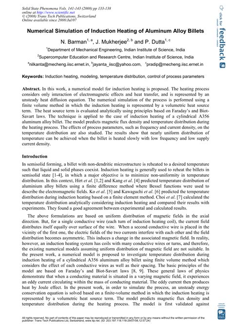 Pdf Numerical Simulation Of Induction Heating Of Aluminum Alloy Billets